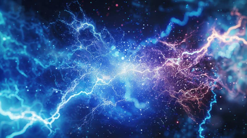 Electrodynamic Energy Flow in Abstract Blue Background Stock Image ...