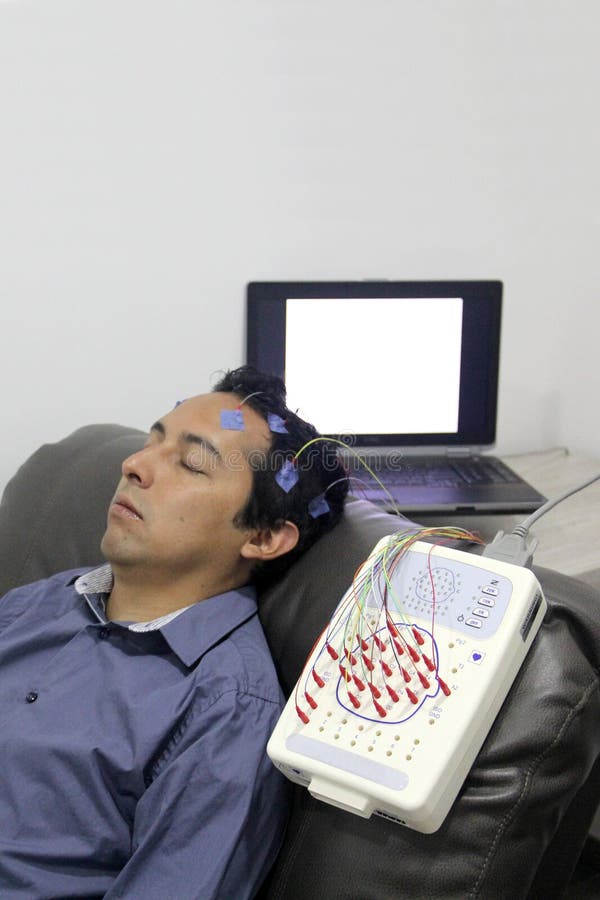 Electroencephalogram EEG in Man with Wires, Study that Records the ...