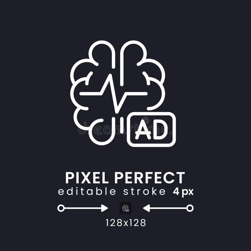 Electroencephalogram White Linear Desktop Icon on Black Stock Vector ...