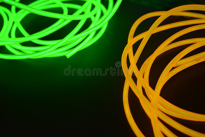 Bright Luminous Yellow and Green, Lime Neon Wires in Different Formats ...