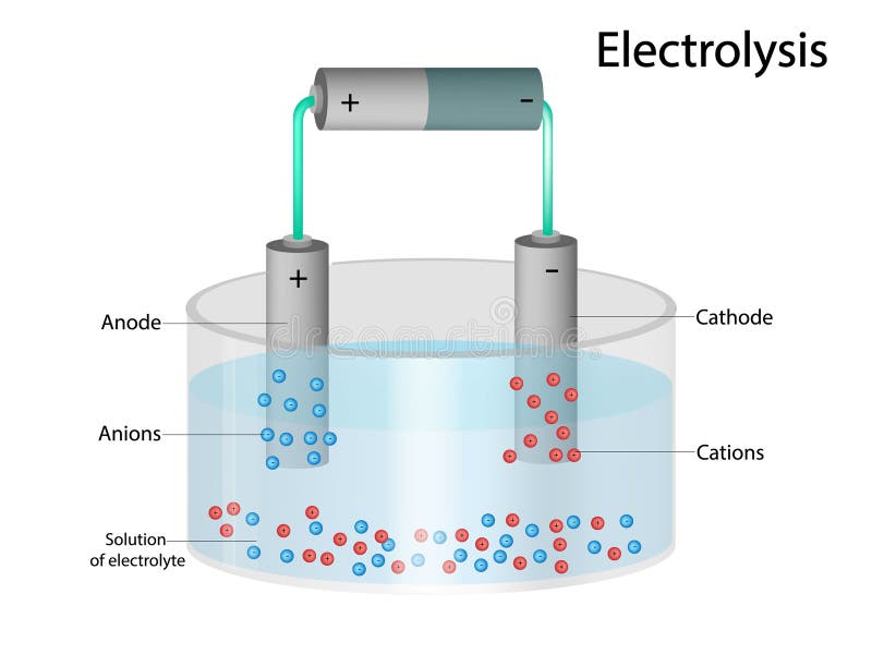 Electrolysis. Solution of Electrolyte. Cations and Anions Stock Vector ...