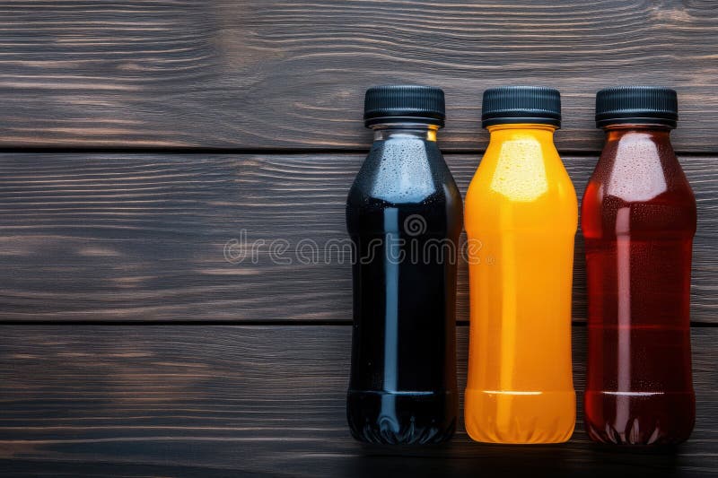 Beverage Display, Electrolyte Drink Bottles Displayed on a Rustic ...