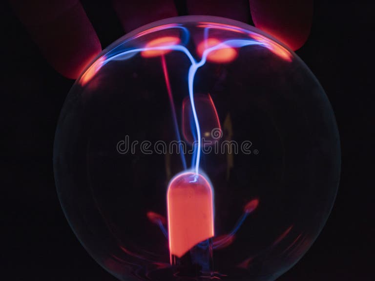 Electromagnetic Rays Inside a Magenta-blue Glowing Plasma Ball Stock ...