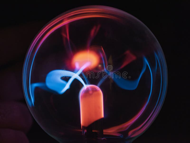 Electromagnetic Rays Inside Magenta Blue Glowing Plasma Ball Stock ...