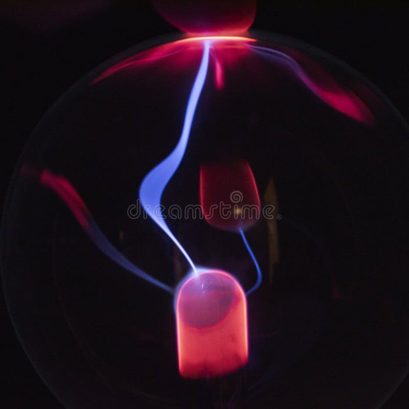 Electromagnetic Rays Inside a Magenta-blue Glowing Plasma Ball Stock ...