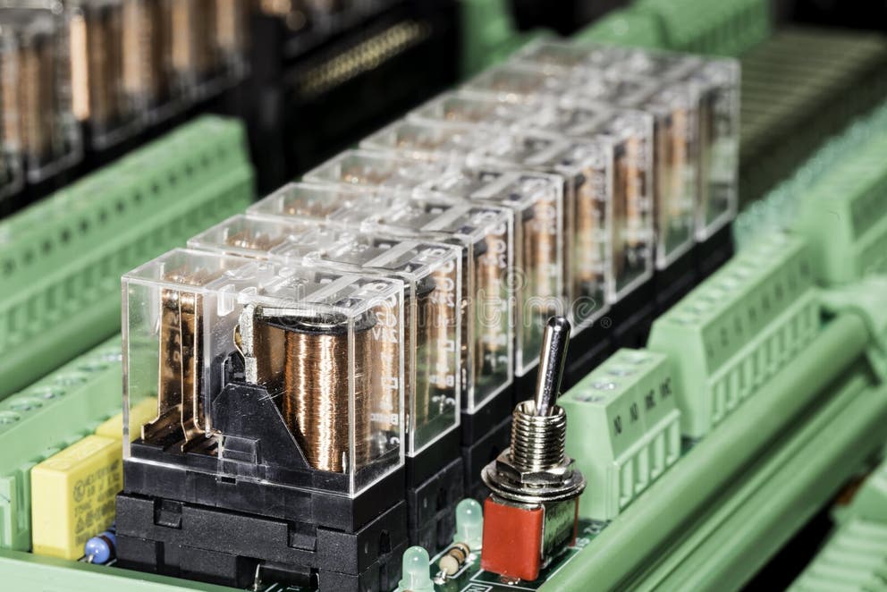 Electromagnetic relays stock image. Image of component - 151345013