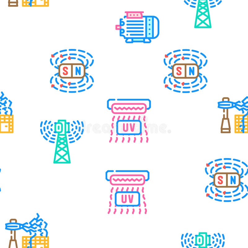 Electromagnetic Science Physics Icons Set Vector Stock Vector ...