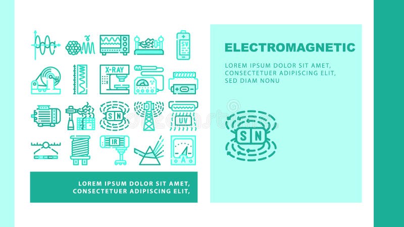 Electromagnetic Science Physics Icons Set Vector Stock Vector ...