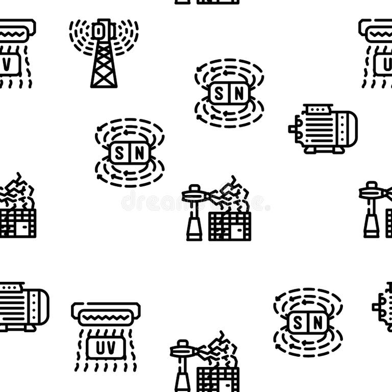 Electromagnetic Science Physics Vector Seamless Pattern Stock Vector ...