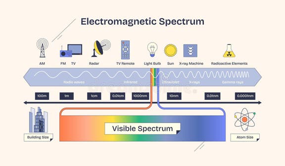 Electromagnetic Spectrum Diagram Shows Wave Types, Visible Light, and ...