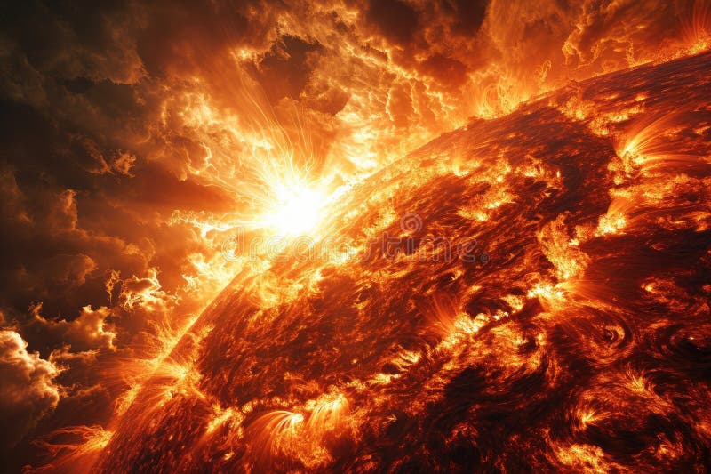 Electromagnetic Storm on the Sun Stock Photo - Image of heliophysics ...