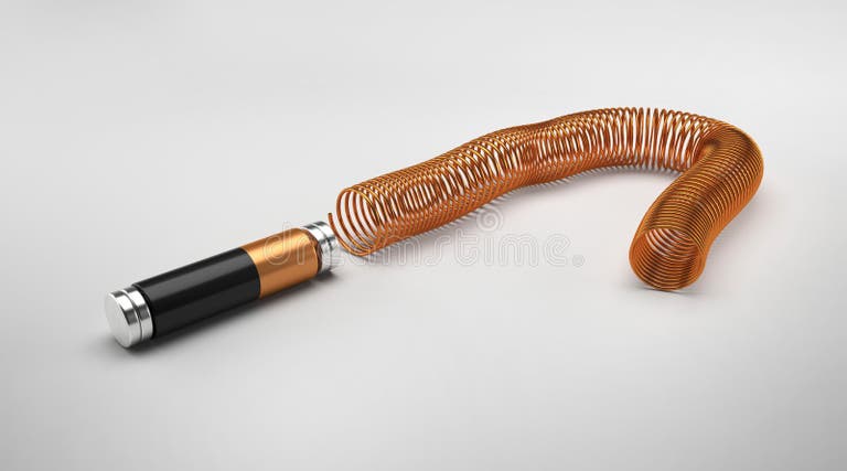 Electromagnetic Train in a Wire Coil with Battery, Copper Wire and ...