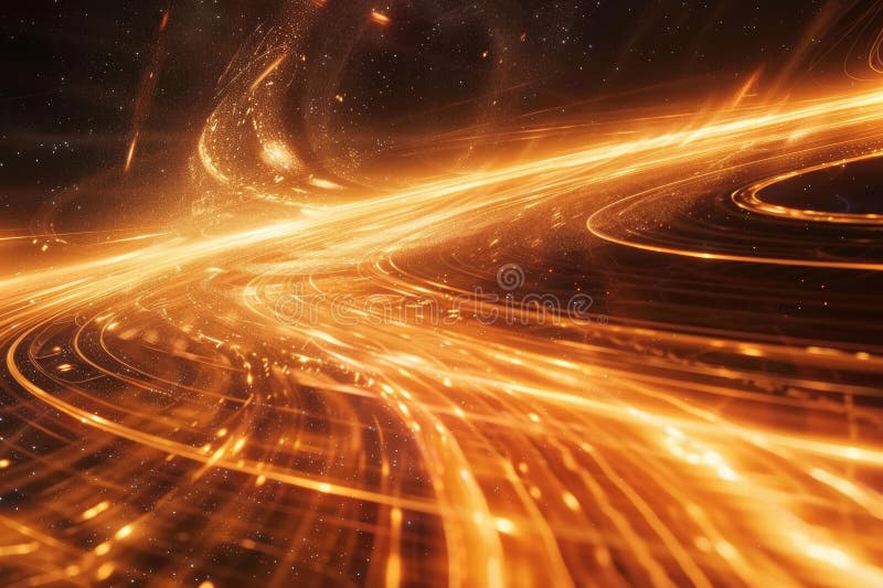 Electromagnetic Waves Concept Glowing Force Lines Energy Flow Abstract ...