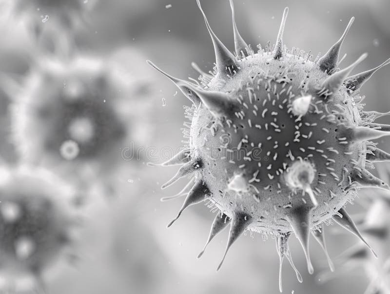 Electron Microscope Capture of an Virus Approaching Human Cell Stock ...