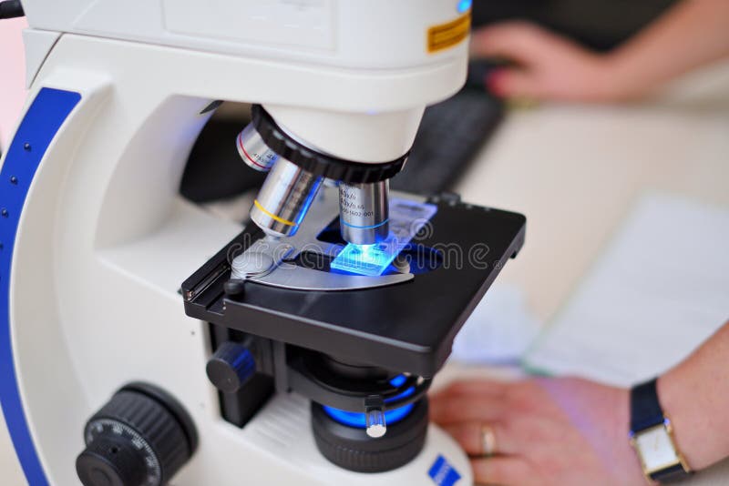 Electron Microscope on the Desktop in the Medical Laboratory Stock ...