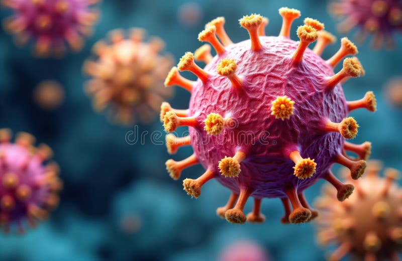 Electron Microscope Image of Virus Particles. Closeup View of Virus ...