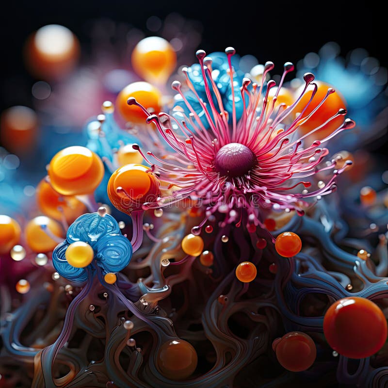 Electron Microscope View of Atoms and Electrons Forming Organic Shapes ...