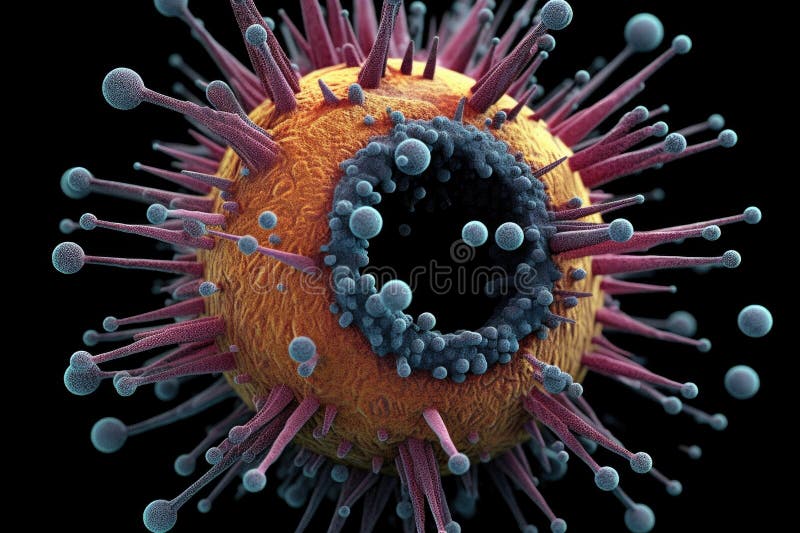 Electron Microscope View of a Virus Particle Stock Illustration ...