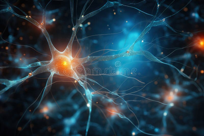 Electron Microscopy of Brain Neural Network. Generative AI Stock ...