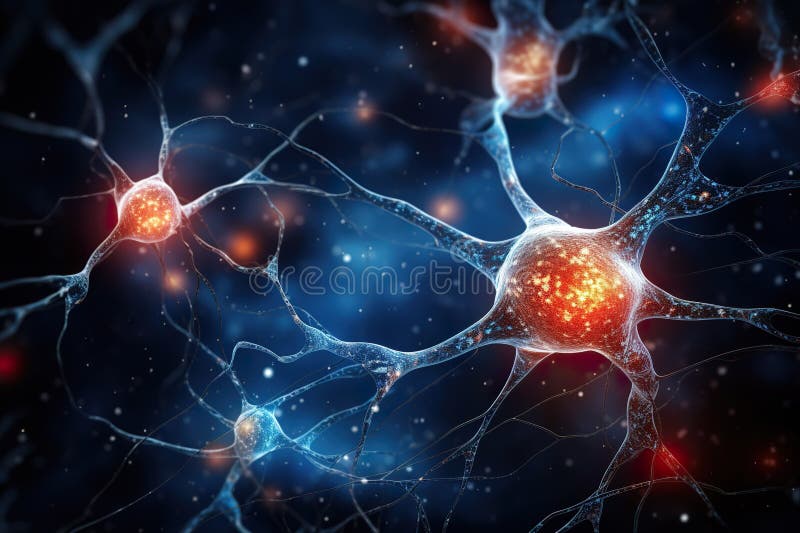 Electron Microscopy of Brain Neural Network. Generative AI Stock ...