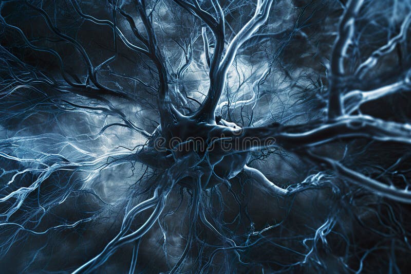 Electron Microscopy of Brain Neural Network. Generative AI Stock ...