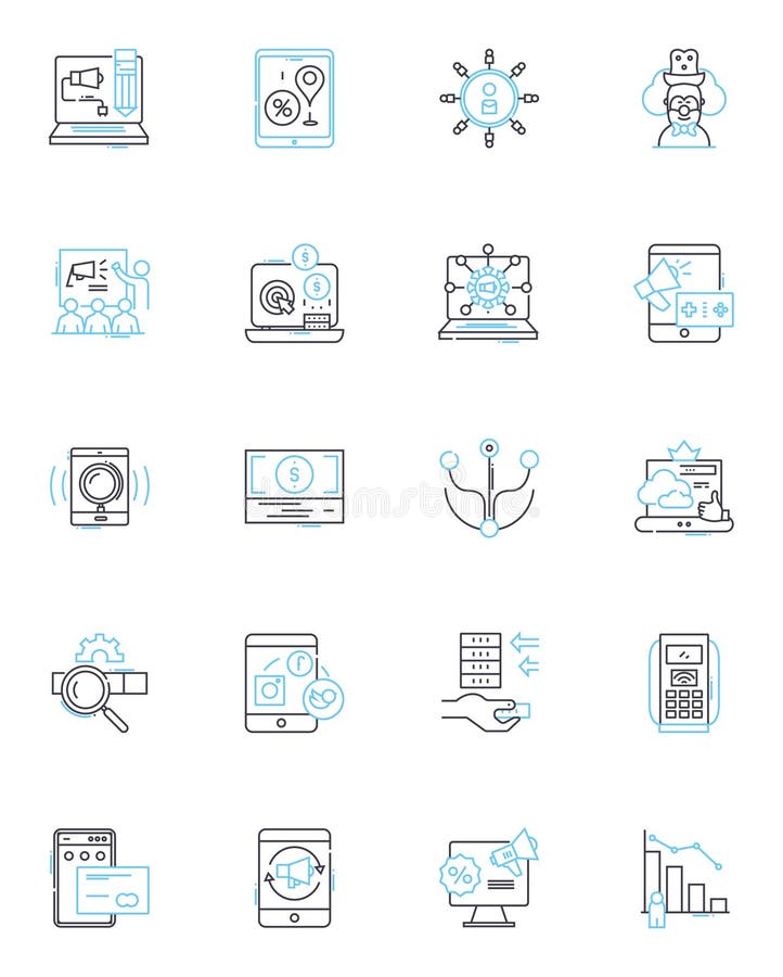 Electronic Age Linear Icons Set Digitization Automation Robotics