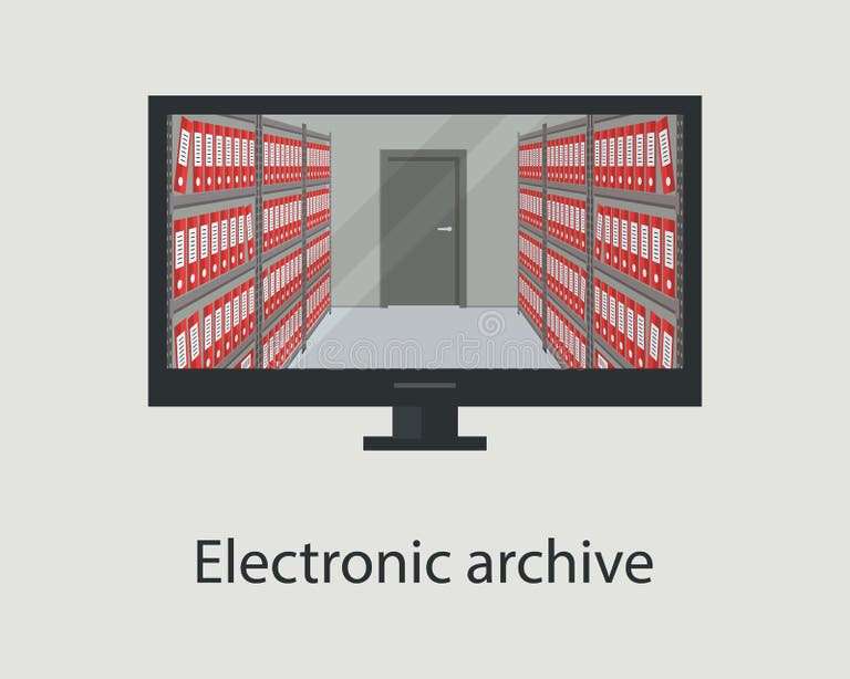 Electronic Archive Concept. Folders with Documents in the Computer ...