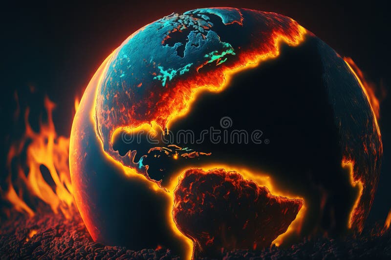 Electronic Art Close Up of a Hot Planet Earth, ESG Influenced Stock ...