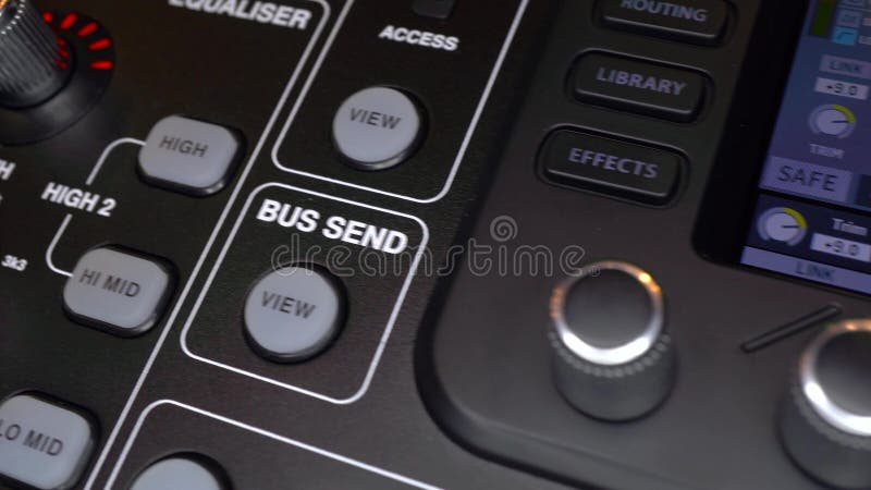 Electronic Audio Mixer Close-up. Sound Control Panel. Panel with Macro ...