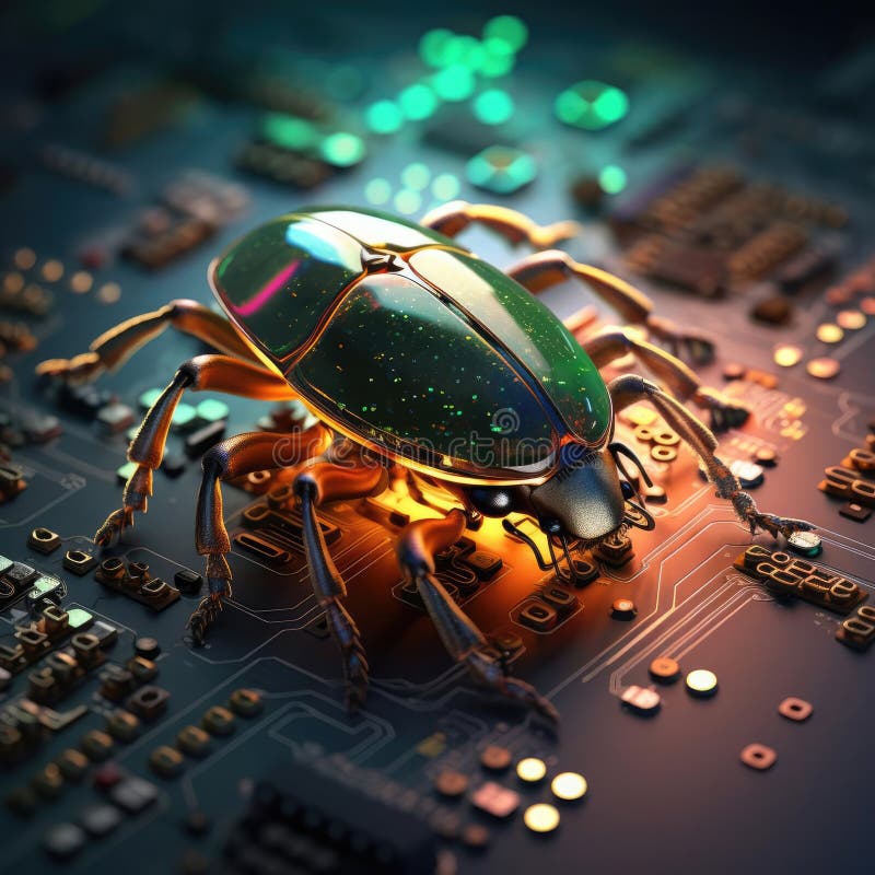 Electronic Beetle on Electronics Stock Illustration - Illustration of ...