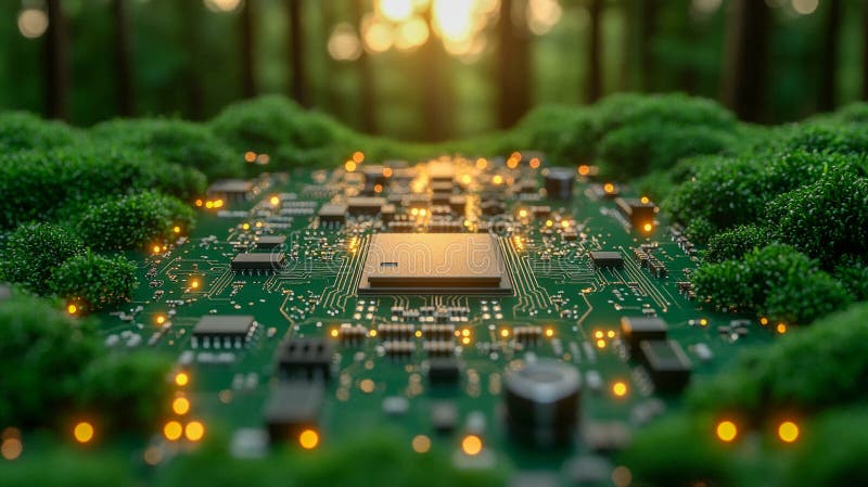 Electronic Board on the Background of a Green Forest. the Board is ...