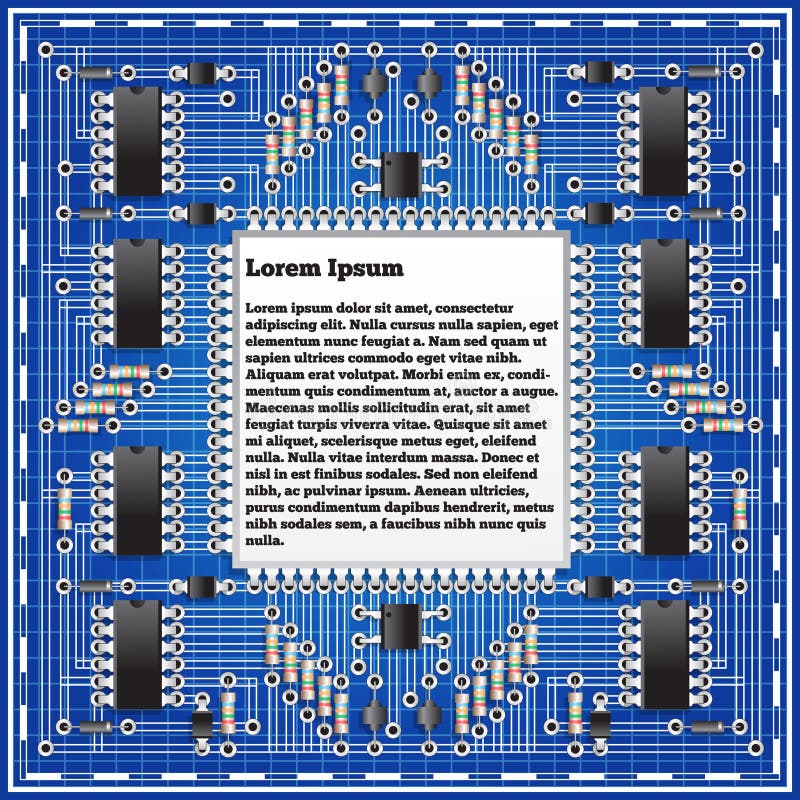 The Electronic Board on a Blue Background. Stock Vector - Illustration ...