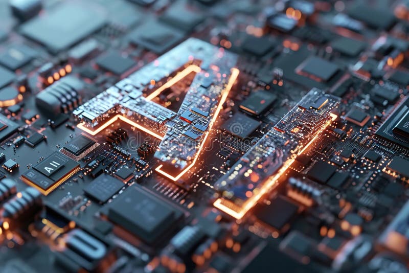 Electronic Board with Chip and Text "AI Stock Illustration ...