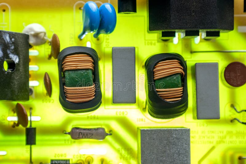 Electronic Board Close-up. PCB Power Supply Board with Many Electronic ...