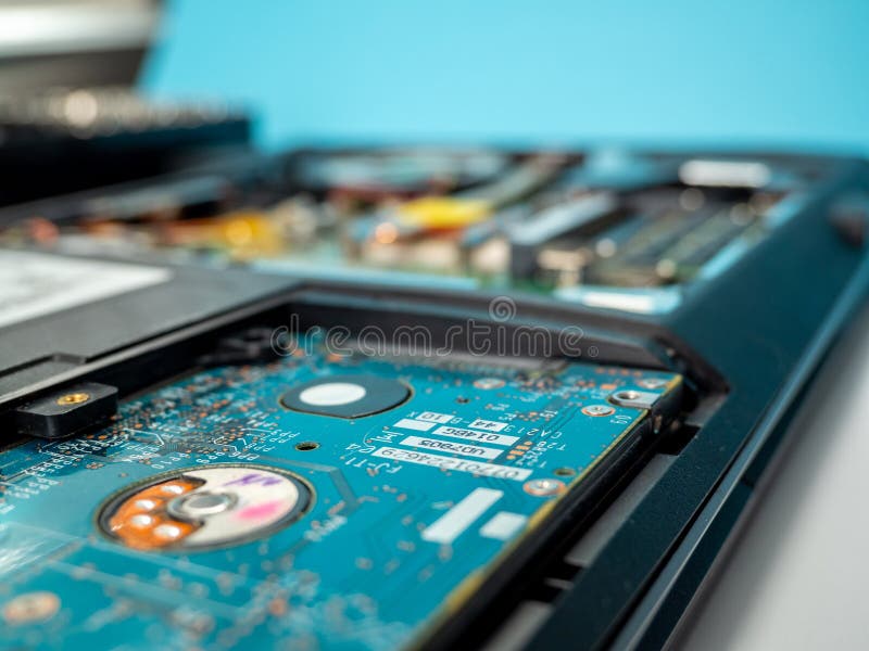 Electronic Board of an Old Broken Laptop. Stock Photo - Image of ...