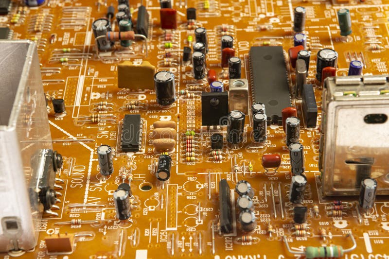 Electronic Board with Radio Components, Connectors, Slots and Processor ...