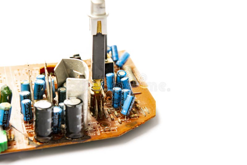 Electronic Board with Radio Components, Connectors, Slots and Processor ...