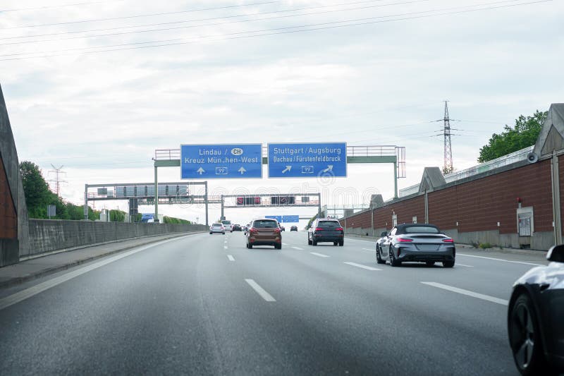Electronic Board and Road Signs on the Motorway Stock Photo - Image of ...