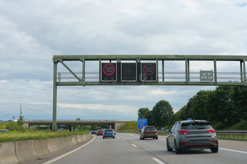 Electronic Board and Road Signs on the Motorway Stock Image - Image of ...