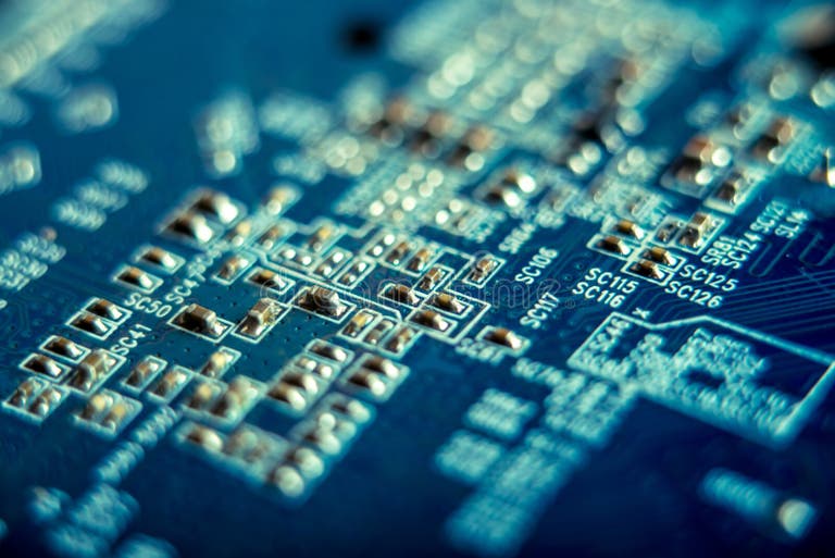 Electronic Board with Semiconductor Elements Closeup. Concept of the Technology of Solid-state ...