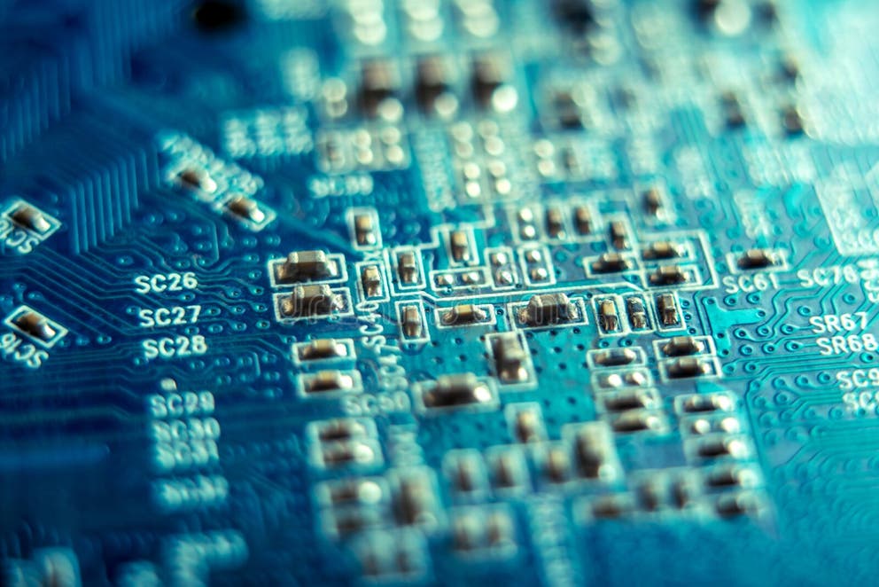 Electronic Board with Semiconductor Elements Closeup. Concept of the Technology of Solid-state ...