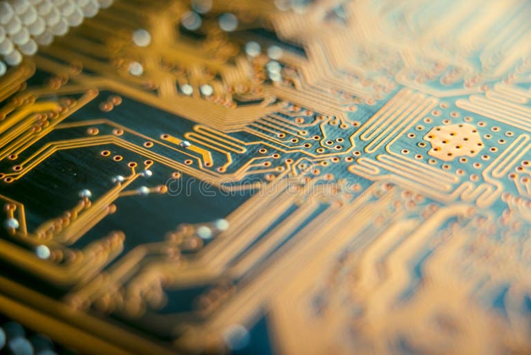 Electronic Board with Semiconductor Elements Closeup. Concept of the ...