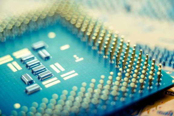 Electronic Board with Semiconductor Elements Closeup. Concept of the ...