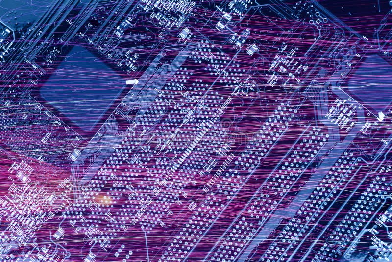 The Electronic Board is Tinted in Blue Stock Photo - Image of ...