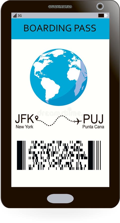 Electronic Boarding Pass on Smartphone Screen Stock Vector ...