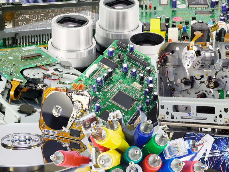 The Electronic Boards Collage Background Stock Photo - Image of ...