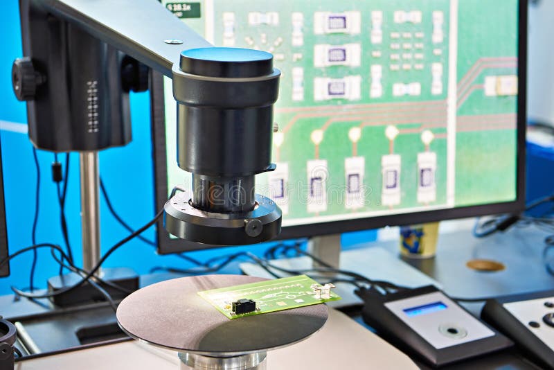 Electronic Boards, Microscope and Monitors Stock Photo - Image of ...