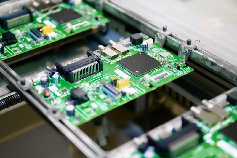 Electronic Boards Moving Efficiently on the Conveyor Belt in an ...