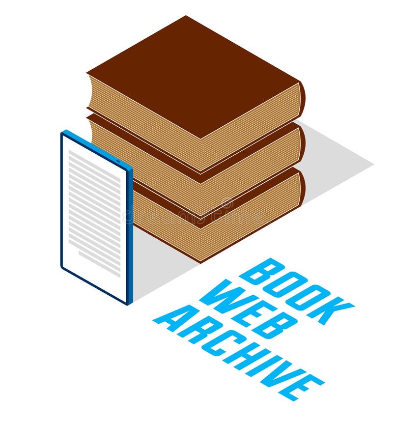 Electronic Book Concept with Cell Prone Gadget 3d Isometric Vector ...