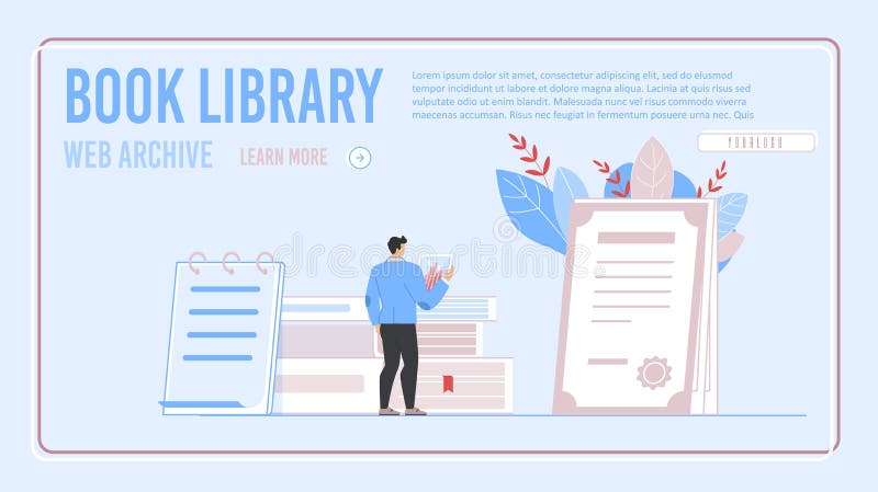 Electronic Book Library and Archive Landing Page Stock Vector ...